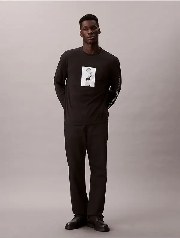 Calvin Klein Kate Moss Graphic Relaxed Long Sleeve T-shirt - Black