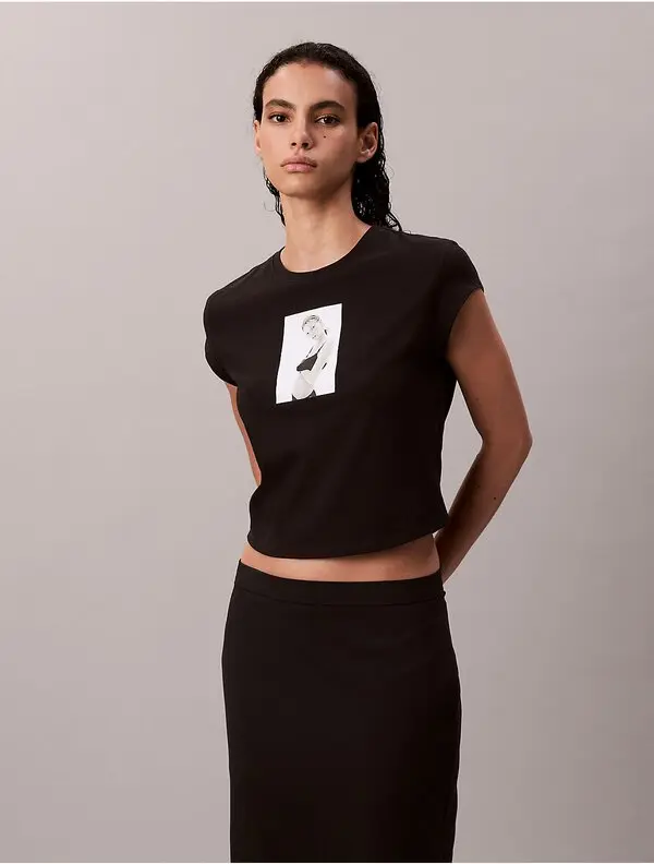 Calvin Klein Kate Moss Graphic Baby Tee - Black