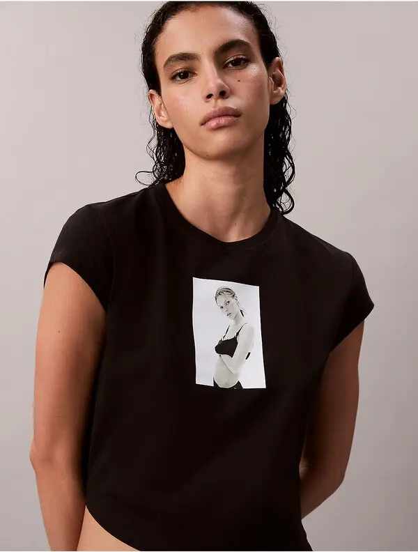 Calvin Klein Kate Moss Graphic Baby Tee - Black