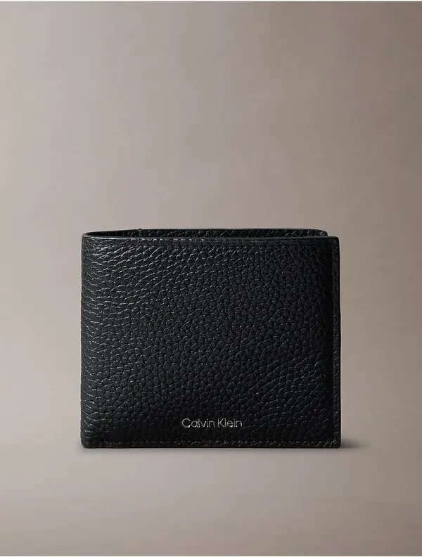 Calvin Klein Foil Embossed Logo Bifold Wallet With Coin Pouch - Black