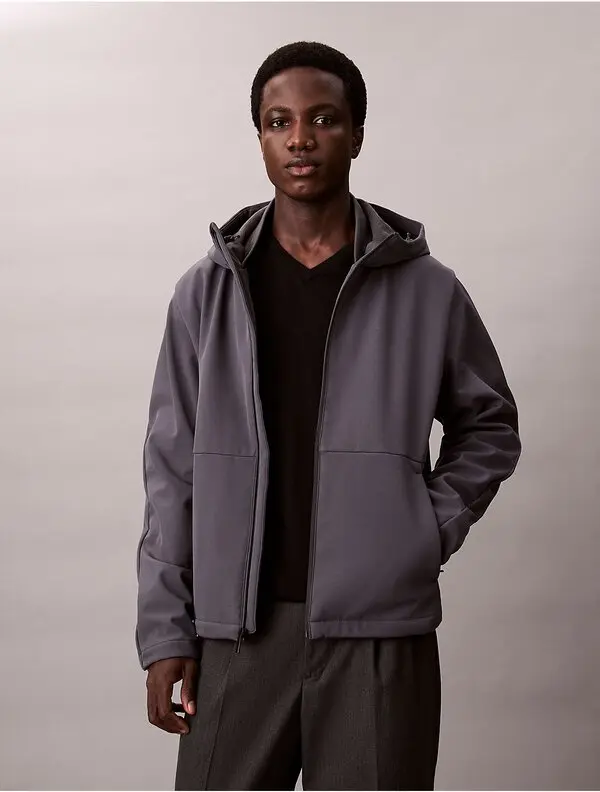 Calvin Klein Hooded Softshell Zip Jacket - Dark Grey