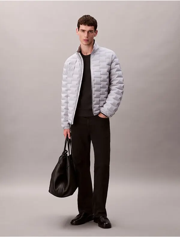 Calvin Klein Packable Lightweight Quilted Goose Down Puffer Jacket - Gray Marble