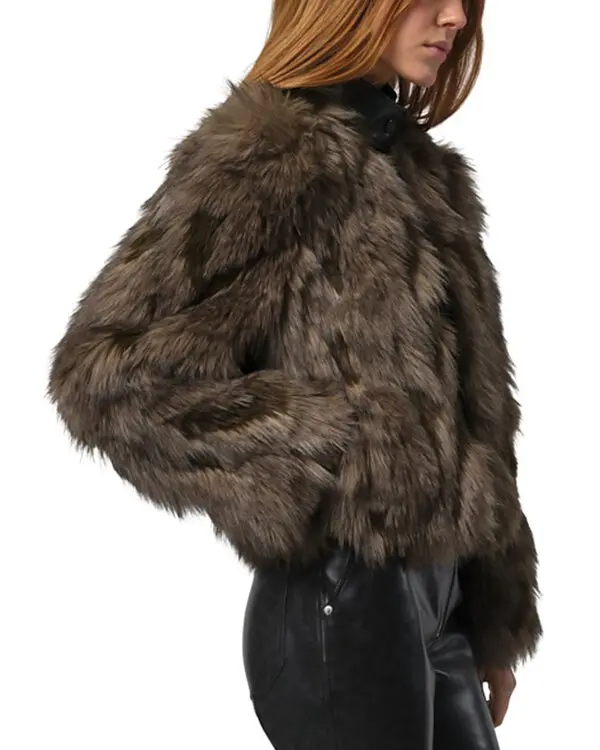 Apparis Lillet Faux Fur Patchwork Bomber Jacket - Cedar Multi