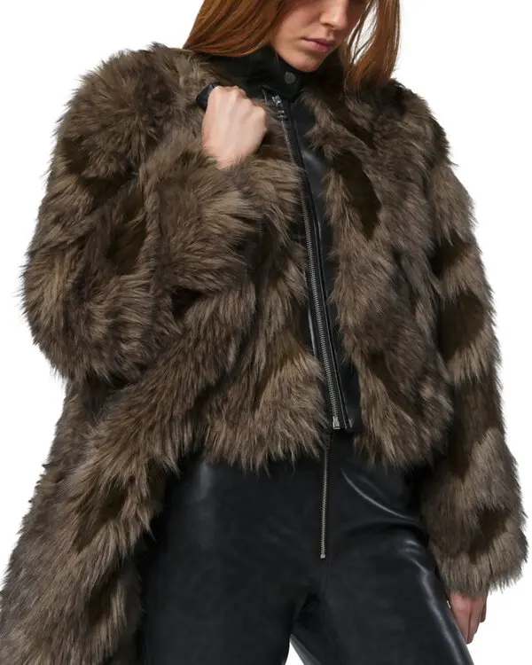 Apparis Lillet Faux Fur Patchwork Bomber Jacket - Cedar Multi