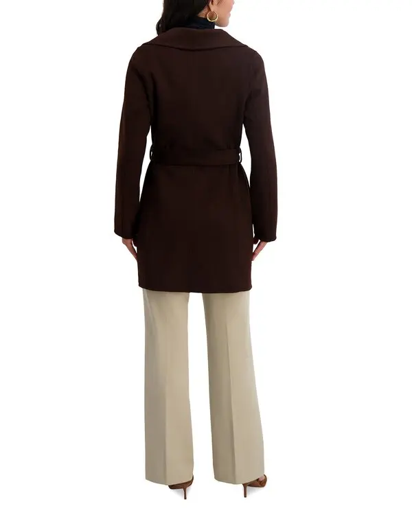 Tahari Ella Belted Wrap Coat - Chocolate