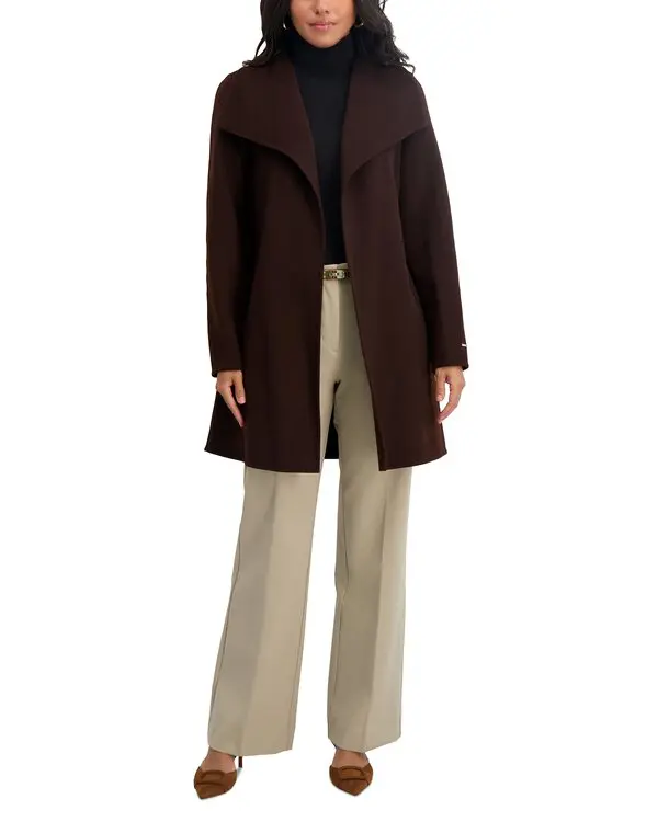 Tahari Ella Belted Wrap Coat - Chocolate