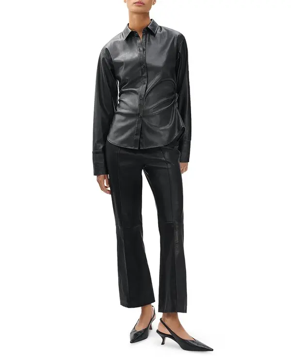 Rag & Bone Irina Leather Kick Flare Pants - Black
