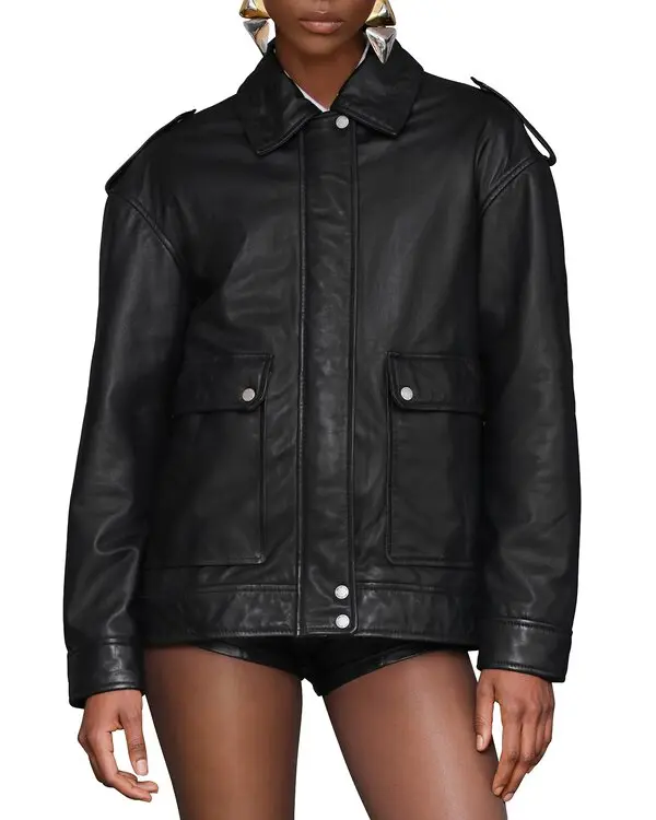 Avec Les Filles Genuine Leather Aviator Jacket