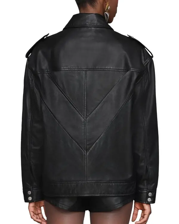Avec Les Filles Genuine Leather Aviator Jacket