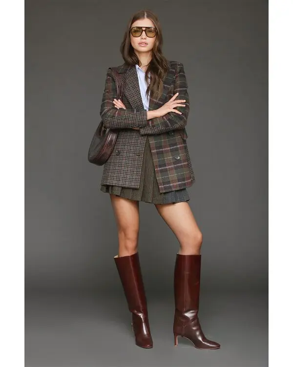 Avec Les Filles Pattern Block Plaid Blazer