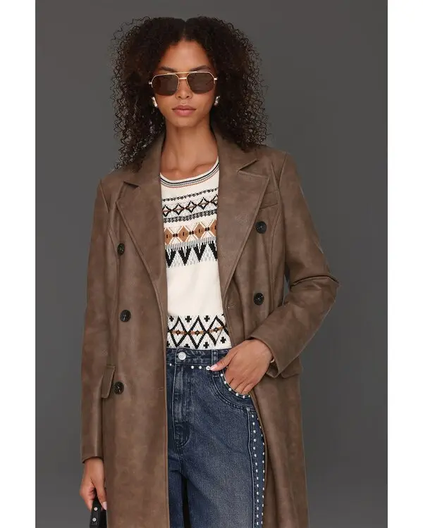 Avec Les Filles Faux-ever Leather Trench Coat