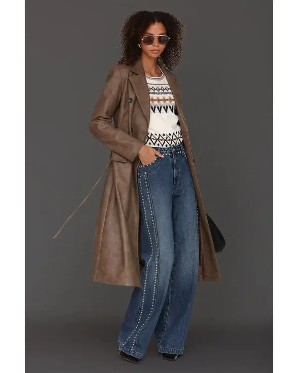 Avec Les Filles Faux-ever Leather Trench Coat