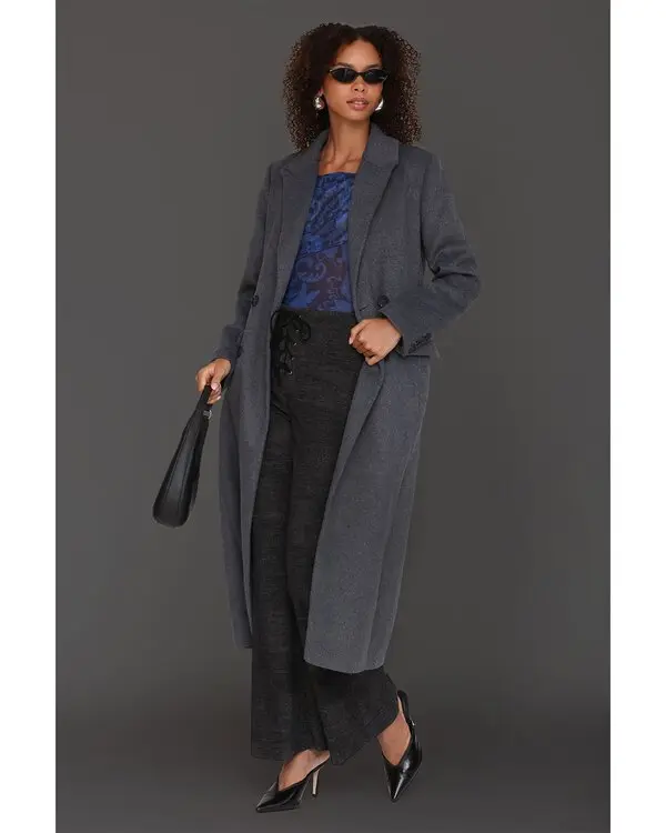 Avec Les Filles Tailored Double Breasted Coat - Grey