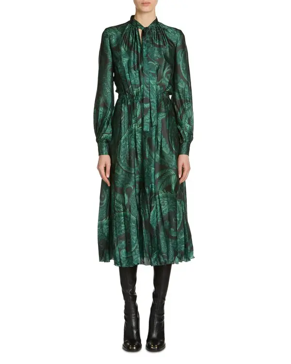 Etro Printed Tie Neck Midi Dress