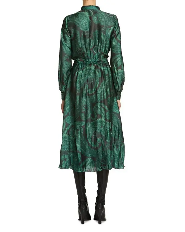 Etro Printed Tie Neck Midi Dress