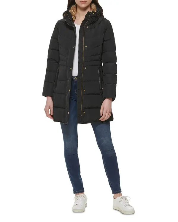 Cole Haan Quilted Coat With Hidden Hood