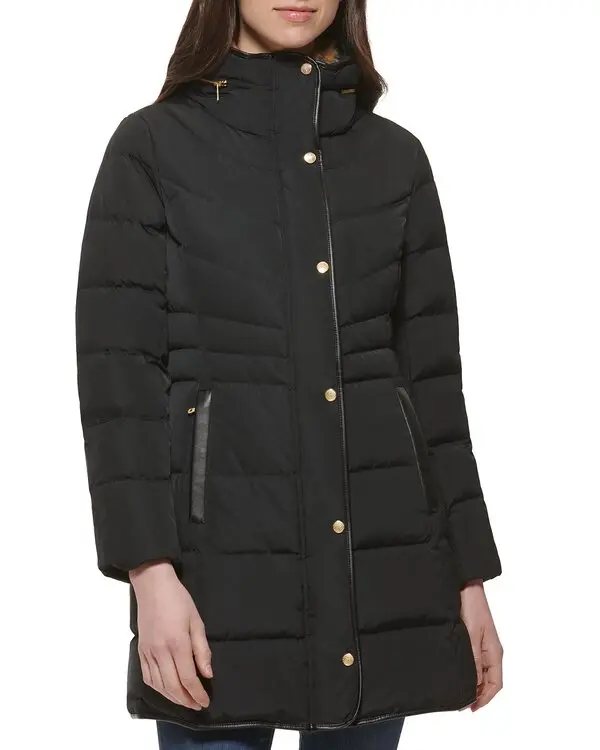 Cole Haan Quilted Coat With Hidden Hood