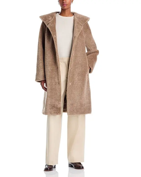 Bernardo Hooded Sherpa Coat - Taupe
