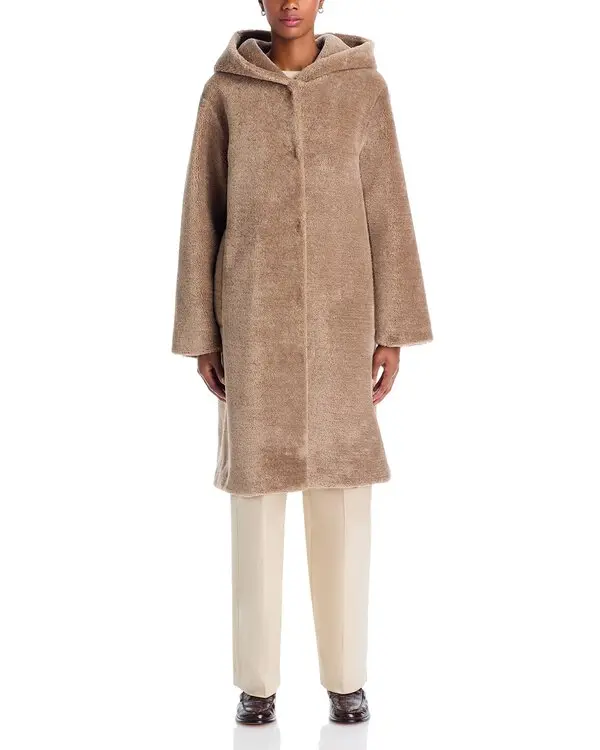 Bernardo Hooded Sherpa Coat - Taupe