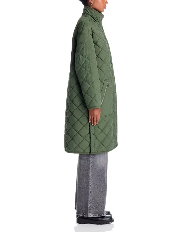 Bernardo Quilted Woven Coat - Olive