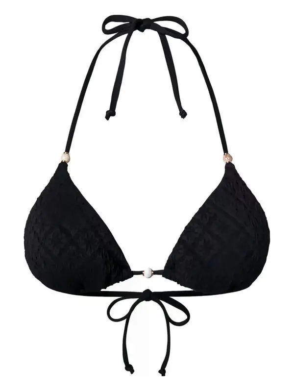 TWINSET Broderie Anglaise Triangle Bikini Top - Black
