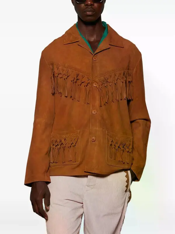 BAZISZT Fringe Detail Suede Jacket
