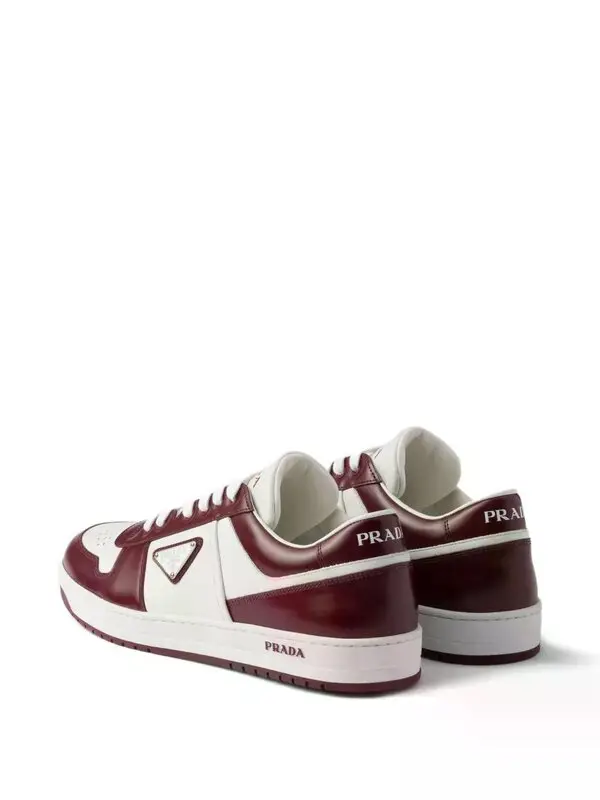 Prada Downtown Panelled Leather Sneakers - Red
