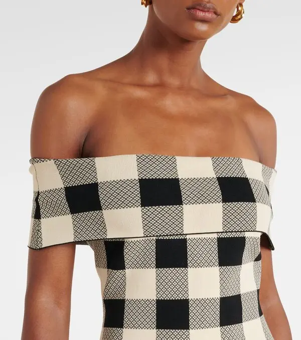 Posse Pippa Checked Off-shoulder Top - Multicoloured