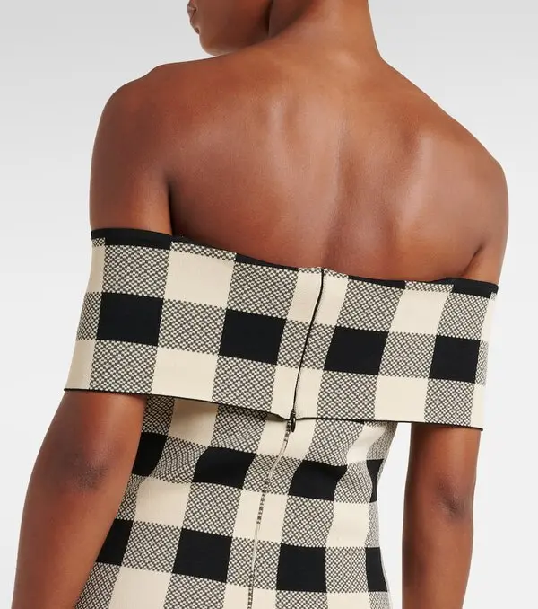 Posse Pippa Checked Off-shoulder Top - Multicoloured
