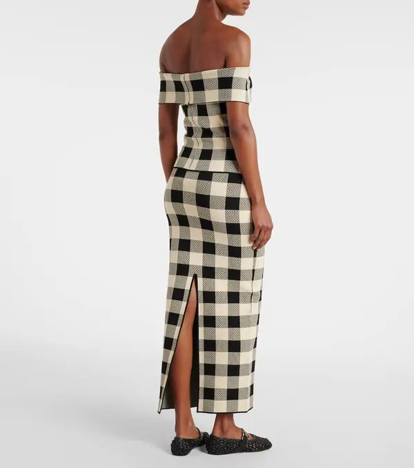 Posse Pippa Checked Off-shoulder Top - Multicoloured