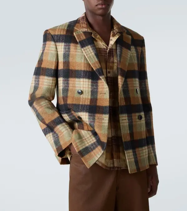 Dries Van Noten Checked Wool Double-breasted Blazer