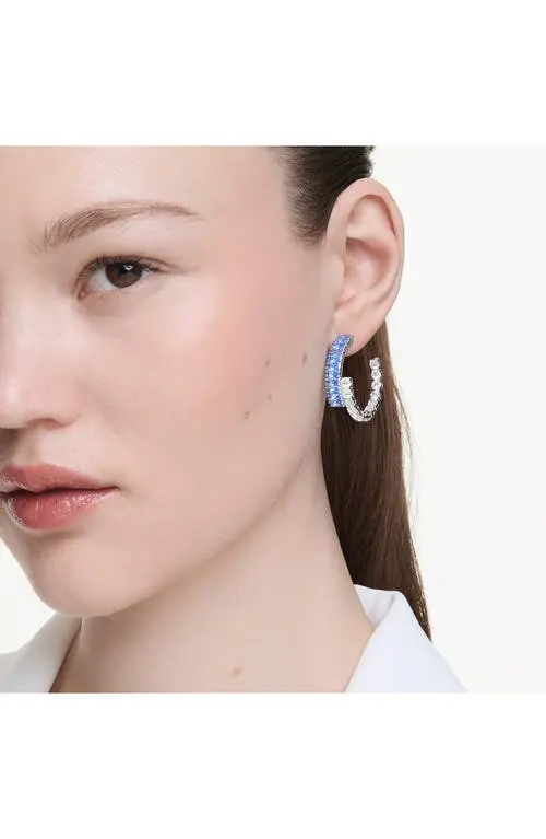 SWAROVSKI Matrix Hoop Earrings - Blue/silver
