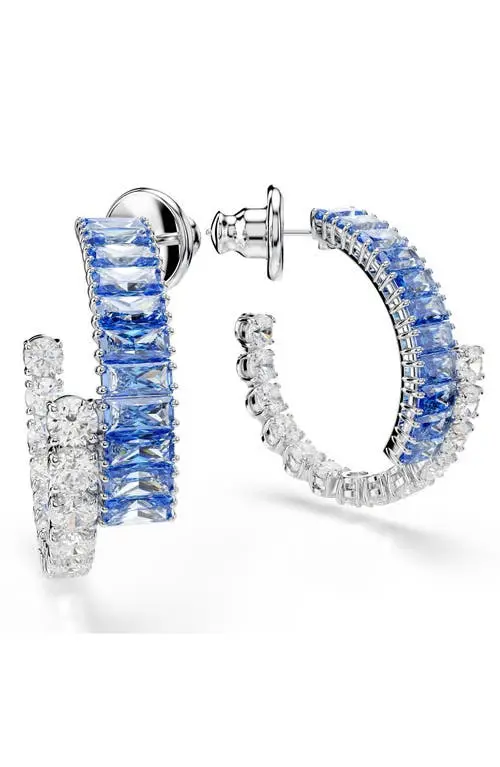 SWAROVSKI Matrix Hoop Earrings - Blue/silver