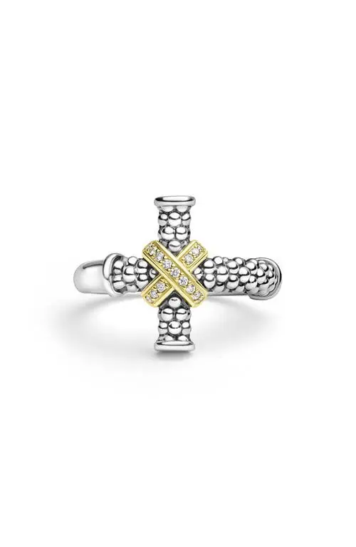 Lagos Anthem Two-tone Diamond Cross Ring