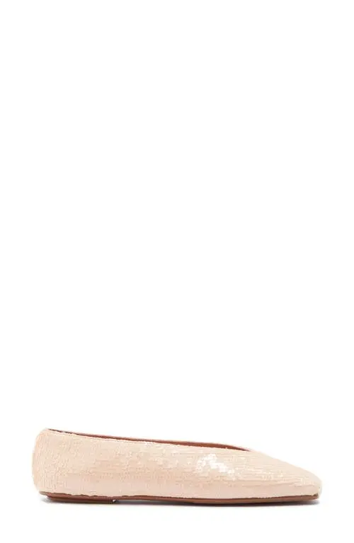 Jeffrey Campbell Fathom Sequin Square Toe Flat - Blush