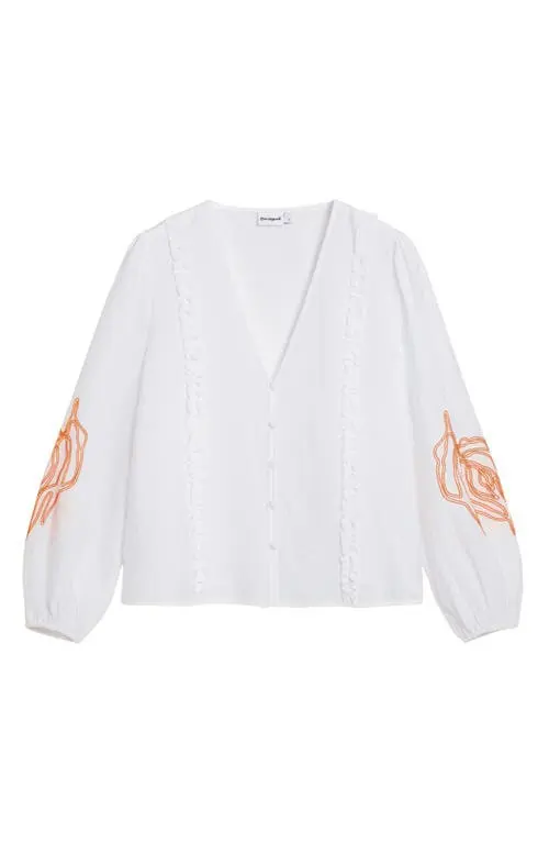 Desigual Embroidered Hammered Satin Top