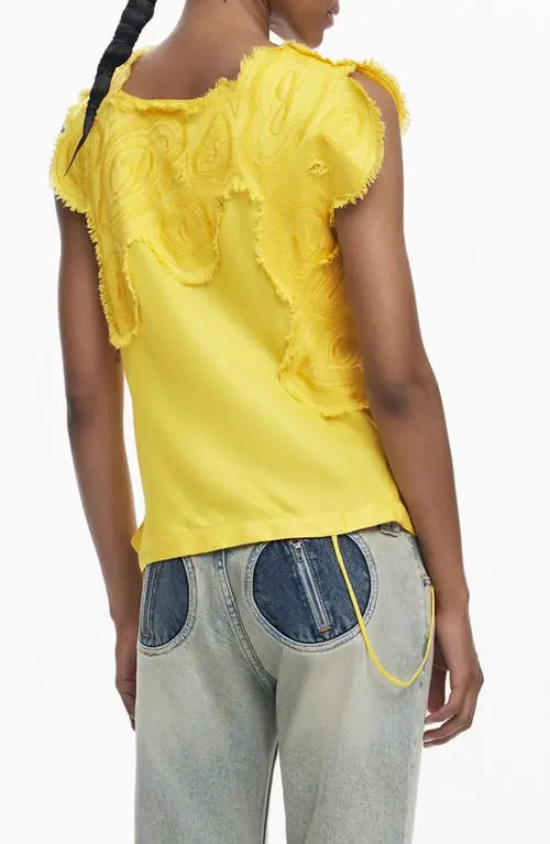 Desigual Raw Edge Embroidered Top