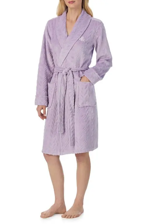 Ralph Lauren Fleece Monogram Robe - Lilac