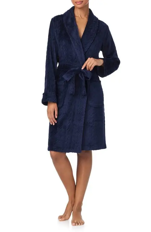 Ralph Lauren Fleece Monogram Robe - Navy