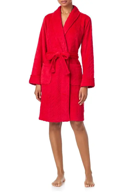 Ralph Lauren Fleece Monogram Robe - Red