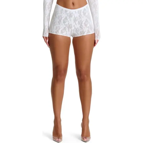 Naked Wardrobe Lace Hot Pants - White