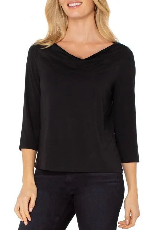LIVERPOOL Cowl Neck Jersey Top - Black