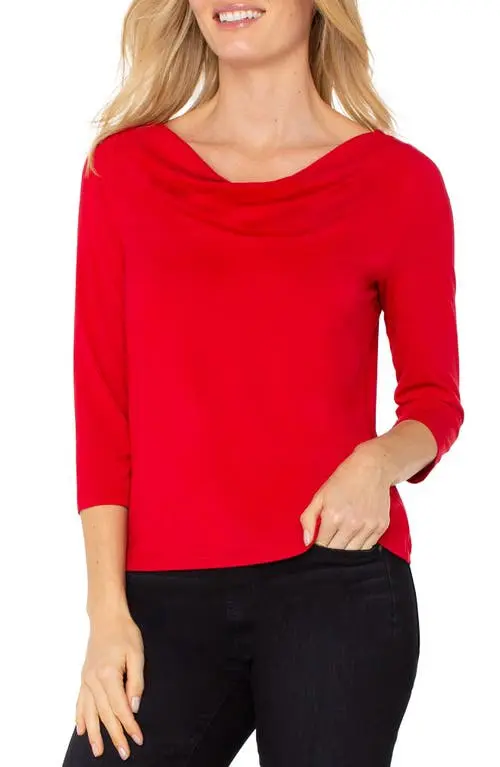 LIVERPOOL Cowl Neck Jersey Top - Tango Red