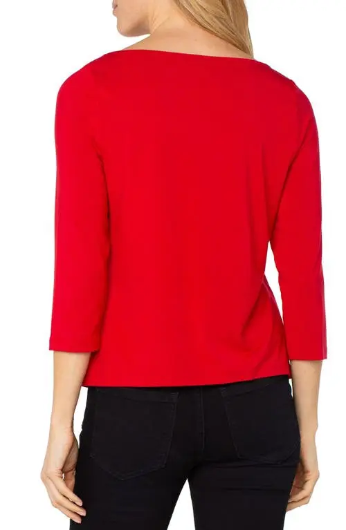 LIVERPOOL Cowl Neck Jersey Top - Tango Red
