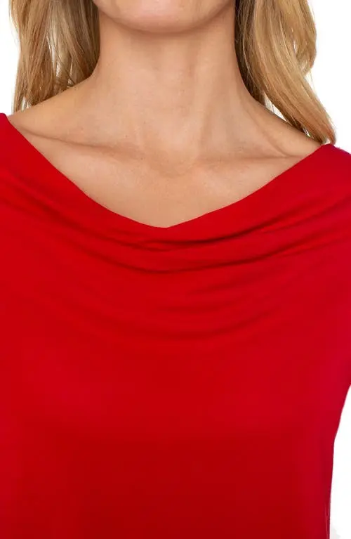 LIVERPOOL Cowl Neck Jersey Top - Tango Red