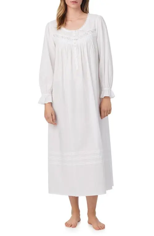 Eileen West Long Sleeve Cotton Lawn Ballet Nightgown - White