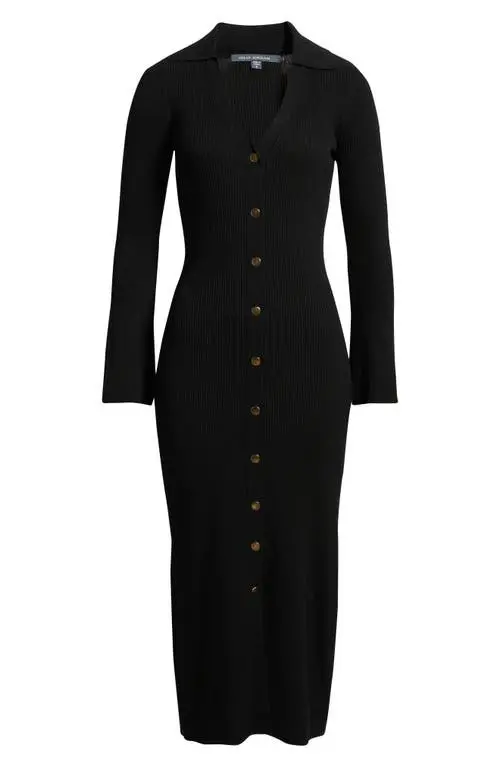 Julia Jordan Collar Long Sleeve Rib Maxi Sweater Dress - Black