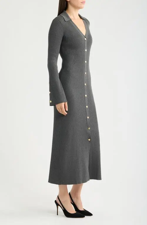 Julia Jordan Collared Ribbed Maxi Sweater Dress