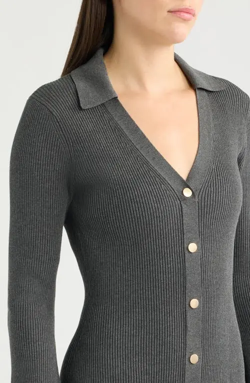 Julia Jordan Collared Ribbed Maxi Sweater Dress
