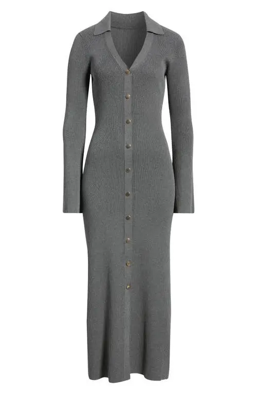 Julia Jordan Collared Ribbed Maxi Sweater Dress